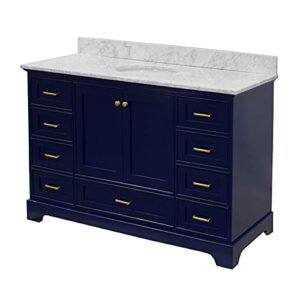 Kitchen Bath Collection Harper 60-inch Single Bathroom Vanity (Carrara/Royal Blue): Includes Royal Blue Cabinet with Authentic Italian Carrara Marble Countertop and White Ceramic Sink