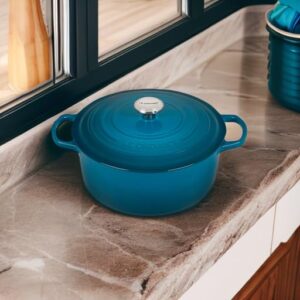 Le Creuset Enameled Cast Iron Signature Round Dutch Oven, 7.25 qt., Deep Teal