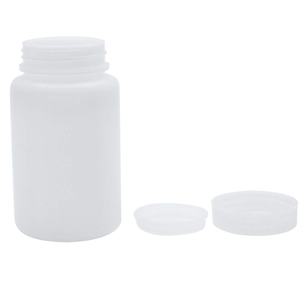 Sscon 3Pcs 250ml Plastic Wide Mouth Laboratory Reagent Bottles Sample Sealing Bottles