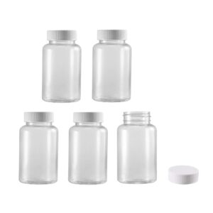 uxcell plastic lab chemical reagent bottle 200ml/6.8oz wide mouth sample sealing liquid storage container 5pcs