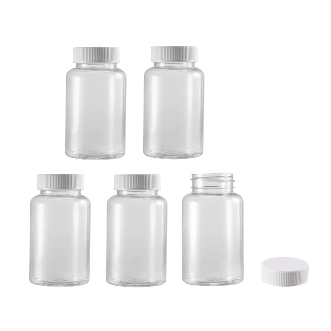 uxcell Plastic Lab Chemical Reagent Bottle 200ml/6.8oz Wide Mouth Sample Sealing Liquid Storage Container 5pcs