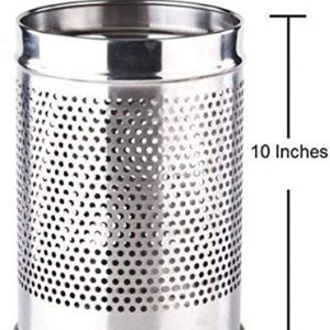 Royal Sapphire Stainless Steel Perforated Open Dustbin Stainless Steel Trash Can Waste Bins for Bathroom, Living Room, Office (10 Liter) (8x8x13 in)