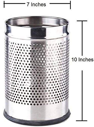 Royal Sapphire Stainless Steel Perforated Open Dustbin Stainless Steel Trash Can Waste Bins for Bathroom, Living Room, Office (10 Liter) (8x8x13 in)