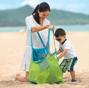 large mesh beach bag childrens' toy storage swimming equipment storage bag laundry tote backpack,stay away from sand and water