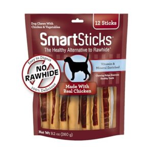 smartbones smartsticks, treat your dog to a rawhide-free chew made with real meat and vegetables