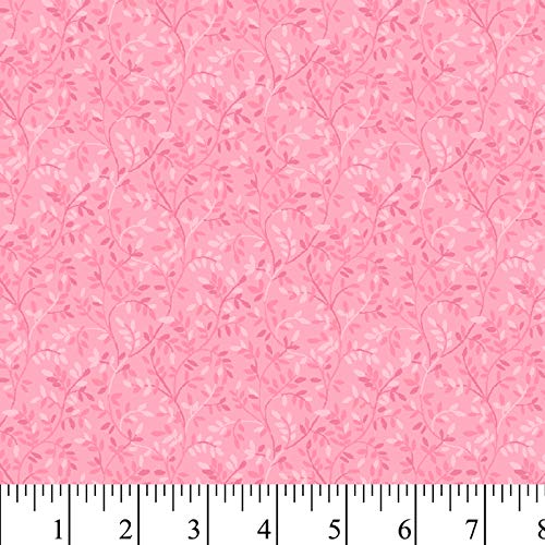 Dainty Leaves Pink Cotton Fabric