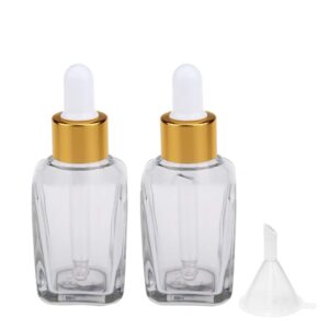 haifly 3 pcs clear square refillable glass dropper bottles essential oil bottles pipettes bottles with funnel 10ml