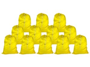 nylon laundry bags bulk 30" x 40" – pack of 12 bags, for heavy duty use, commercial, laundromats and household storage, machine washable - made in the usa (yellow)