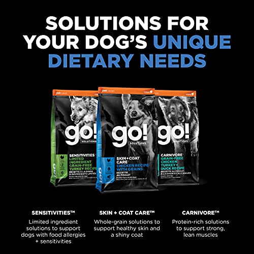 Go! Solutions Skin + Coat Care - Dry Dog Food, 25 lb - Chicken Recipe with Grains for All Life Stages - Complete + Balanced Nutrition for Dogs