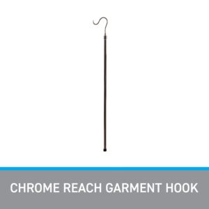 SSWBasics Chrome Reach Garment Hook - Durable Chrome Clothes Hook Pole - Adjustable High Reach Garment Hook - Extendable Metal Clothing Hook Pole for Retail, Boutique, and Home Closet Organization