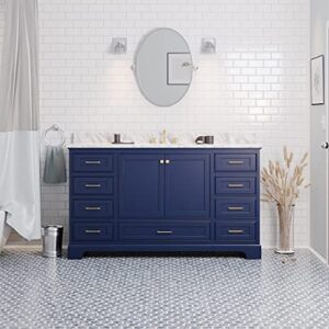 kitchen bath collection harper 60-inch single bathroom vanity (carrara/royal blue): includes royal blue cabinet with authentic italian carrara marble countertop and white ceramic sink