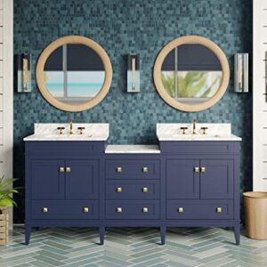 kitchen bath collection eleanor 72-inch double bathroom vanity (carrara/royal blue): includes royal blue cabinet with authentic italian carrara marble countertop and white ceramic sinks