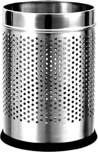 royal sapphire stainless steel perforated open dustbin stainless steel trash can waste bins for bathroom, living room, office (10 liter) (8x8x13 in)