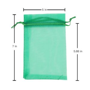 Stratalife Organza Bags 5x7 Small Bags Green Drawstring Bags Mesh Jewelry Bags Party Favor Bags Pouches Baby Shower Wedding Bags Chocolate Candy Bags(50PCS Green)