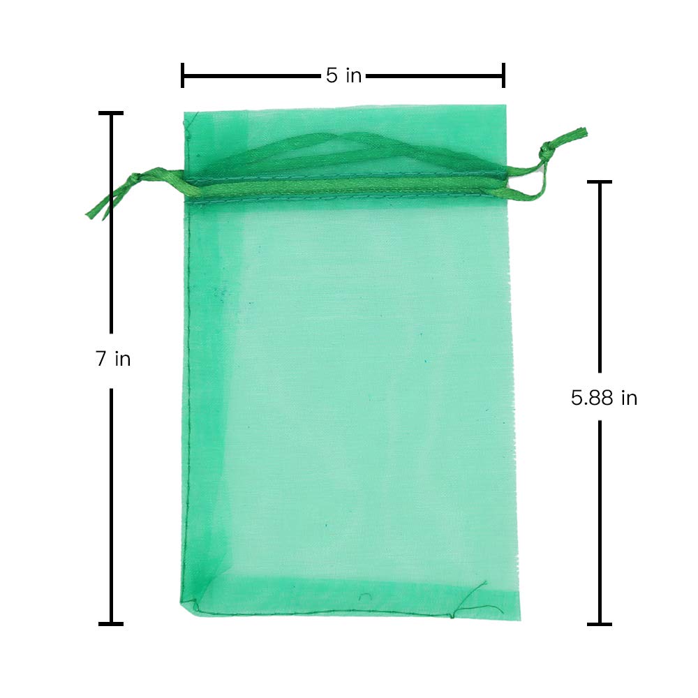 Stratalife Organza Bags 5x7 Small Bags Green Drawstring Bags Mesh Jewelry Bags Party Favor Bags Pouches Baby Shower Wedding Bags Chocolate Candy Bags(50PCS Green)