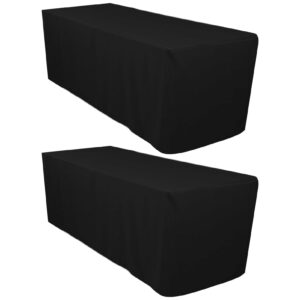 surmente 2 pack black fitted tablecloths for 6 foot rectangle tables, black table covers for weddings, banquets, or restaurants