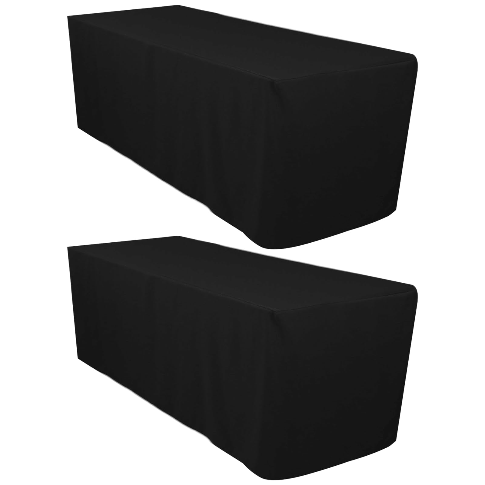 Surmente 2 Pack Black Fitted Tablecloths for 6 Foot Rectangle Tables, Black Table Covers for Weddings, Banquets, or Restaurants