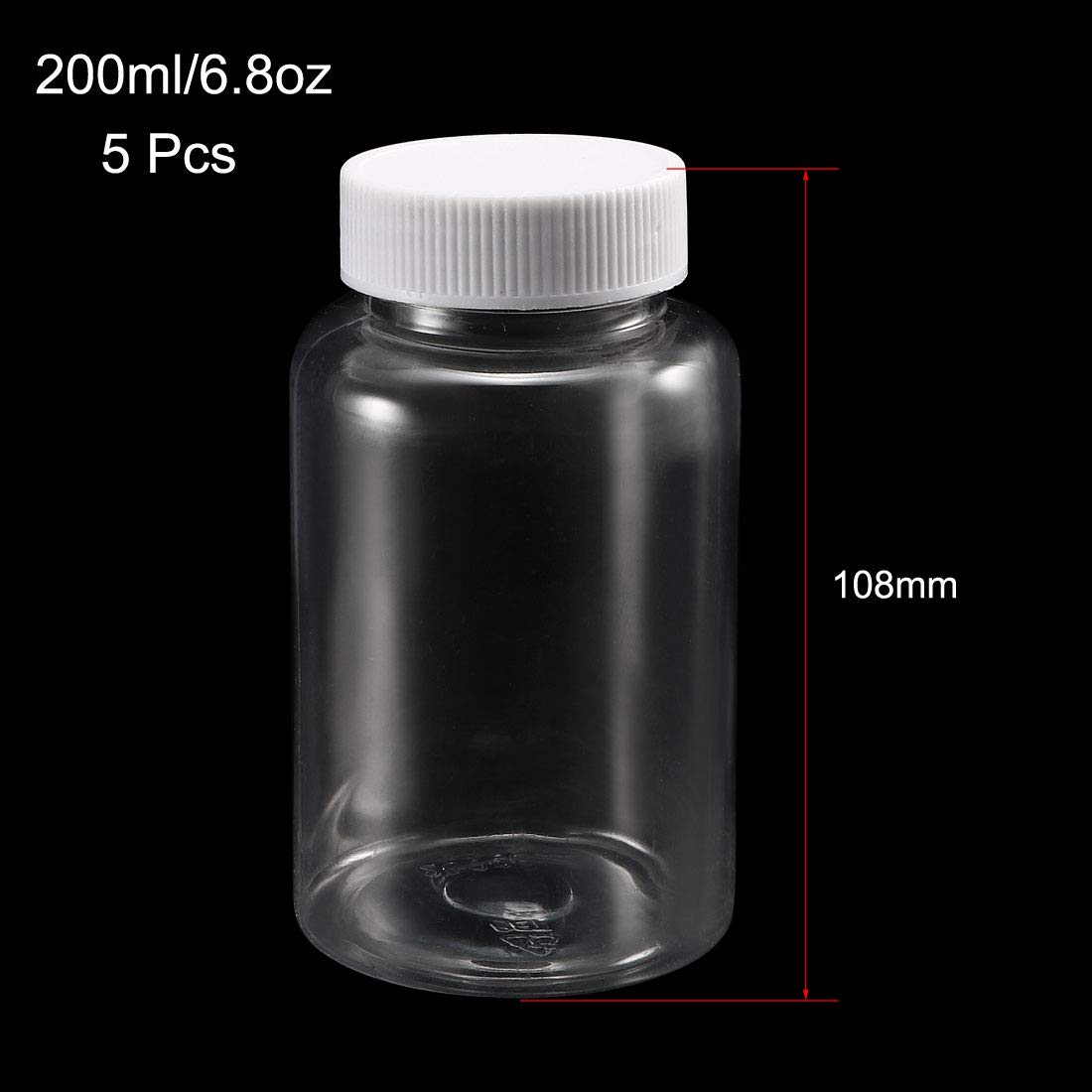 uxcell Plastic Lab Chemical Reagent Bottle 200ml/6.8oz Wide Mouth Sample Sealing Liquid Storage Container 5pcs