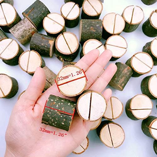 JZK 30 x Real Wood Wedding Table Number Holders Name Card Photo memo Place Card Holder Stand for Rustic Theme Wedding Christmas Birthday Garden BBQ Party