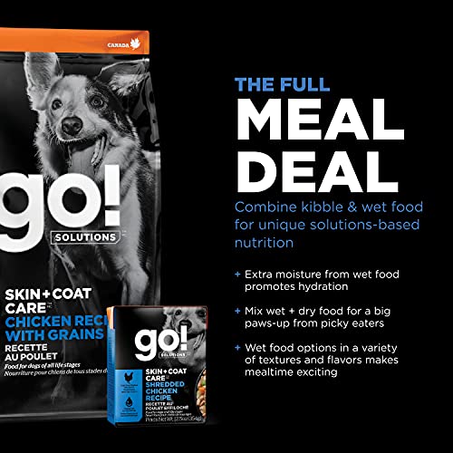 Go! Solutions Skin + Coat Care - Dry Dog Food, 25 lb - Chicken Recipe with Grains for All Life Stages - Complete + Balanced Nutrition for Dogs