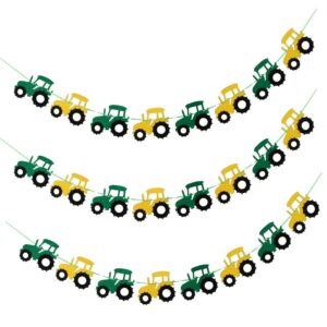 3pcs tractor banner felt bunting banner garland sign baby shower boy birthday party indoor outdoor decor