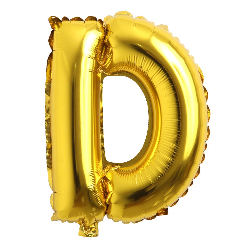 32 inch Letter Balloons Gold Alphabet Number Balloons Foil Mylar Party Wedding Bachelorette Birthday Bridal Shower Graduation Anniversary Celebration Decoration (32 inch D Gold)