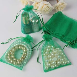 Stratalife Organza Bags 5x7 Small Bags Green Drawstring Bags Mesh Jewelry Bags Party Favor Bags Pouches Baby Shower Wedding Bags Chocolate Candy Bags(50PCS Green)