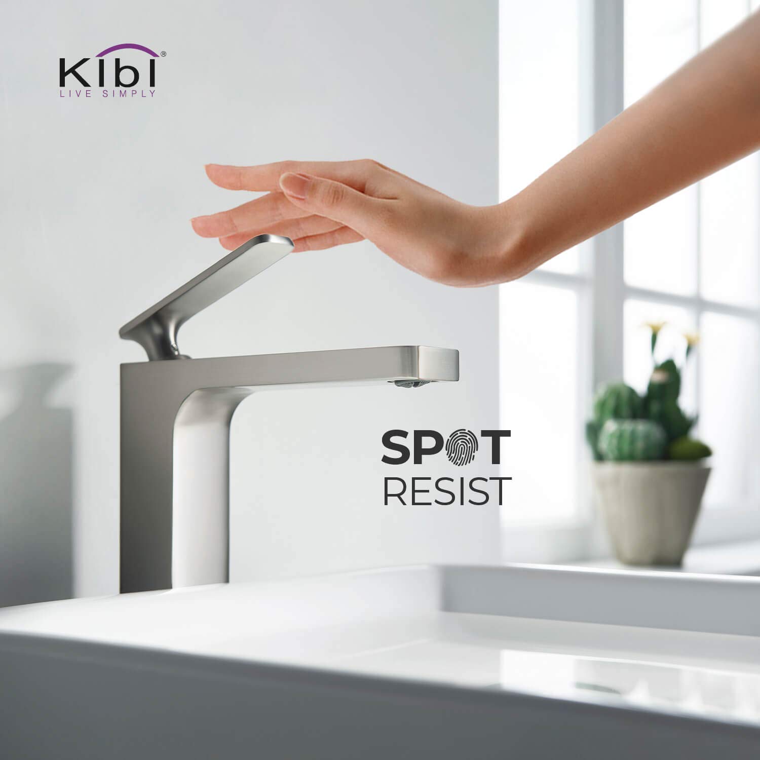 KIBI KBF1007 Infinity Single Handle Bathroom Vanity Sink Faucet | Solid Brass Lavatory Faucet with Water Supply Hose | for Bathroom Sinks, Durable & Corrosion-Resistant | Brushed Nickel Finish