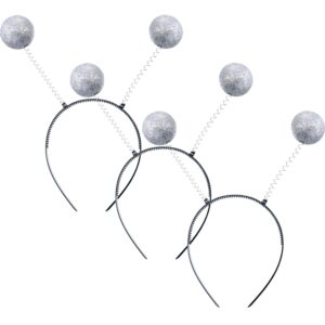 Honoson 3 Pieces Alien Headband with Silver Martian Antenna and Alien Ears for Halloween Party Costume Accessory