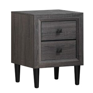 giantex nightstand with drawer, fully-assembled 2-drawer bedside tables with solid wood legs for bedroom, modern night stand side table for small space living room, grey