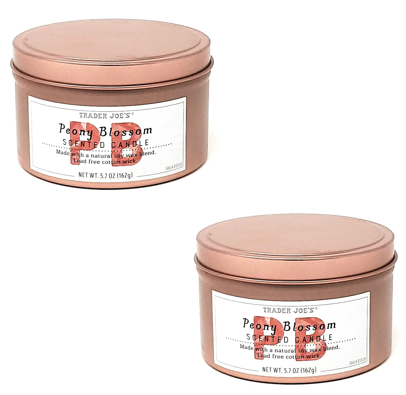 Trader Joe's - Peony Blossom Candle NET WT. 5.7 OZ Each - Set of 2