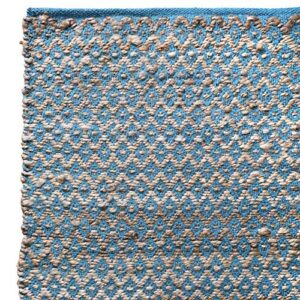 Jute Cotton Rug 2x3'- Hand Woven by Skilled Artisans, for Any Room of Your Home décor - Reversible for Double The wear - Diamond Design - Jute Cotton Rug - Natural Teal,Kitchen Rug,Entry Way Rug