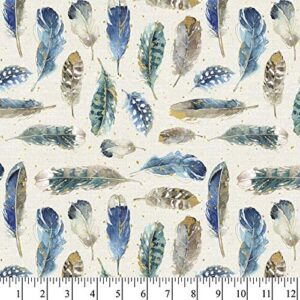 painted feathers cotton fabric, 1-yard precuts