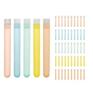 ulab 50pcs plastic test tubes with caps, dia16x125mm partytubes shot glasses, multiple colored tubes with transparent lid, utt1021