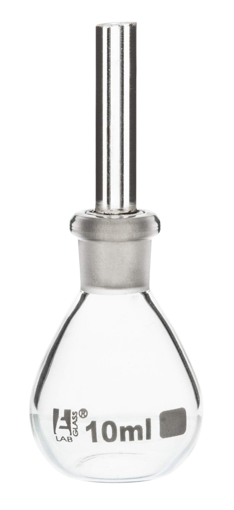 EISCO 10mL Specific Gravity Bottle - Borosilicate Glass - Flat Bottom with Perforated Stopper - For Determining Liquid Density Labs