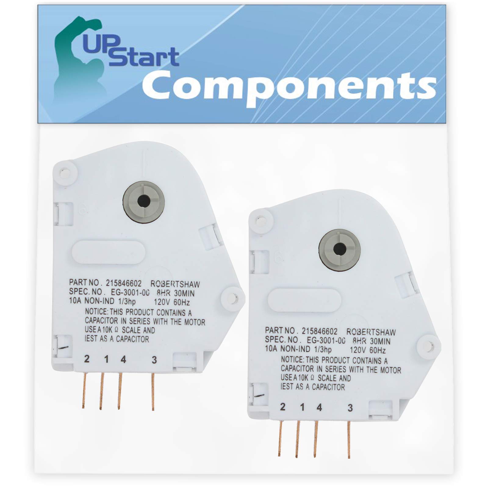 2-Pack 215846602 Defrost Timer Replacement for Frigidaire FRT21LR8DSP Refrigerator - Compatible with 215846602 Refrigerator Defrost Timer - UpStart Components Brand