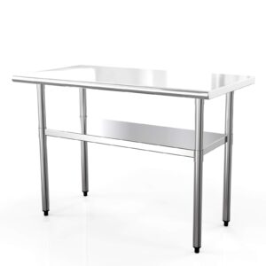 nurxiovo work table kitchen prep workbench stainless 24 x 48 commercial prep table for shop home industrial restaurant food preparation