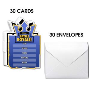 ukebobo 30 Gaming Party Invitations Card with Envelopes - Double Sided - Video Game Invitations - Game Party Supplies