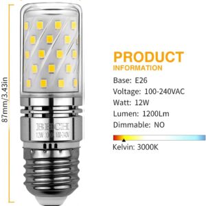 BHCH E26 LED Corn Bulbs 12W,3000K Warm White,1200LM,Edison Screw Bulbs,100W Incandescent Bulbs Equivalent,Pack of 4