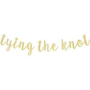 lingteer tying the knot gold glitter bunting banner perfect for wedding bridal shower party decorations.