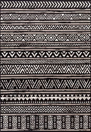 HOMEGNOME Indoor Outdoor Distressed Bohemian Area Rug (8'x10', Black)