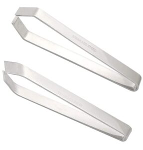 2 pieces fish bone tweezers, stainless steel flat and slant tweezers pliers remover tool (4.6")