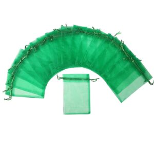 stratalife organza bags 5x7 small bags green drawstring bags mesh jewelry bags party favor bags pouches baby shower wedding bags chocolate candy bags(50pcs green)