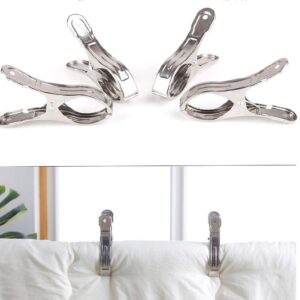 8 Pack Stainless Steel Clothespins, 4.7 Inch Towel Clips for Beach Chairs，Giant Clothes Pins,Metal Clip - Keep Your Towel from Blowing Away, Suitable for Home Use/Beach Chairs on Cruise Ships