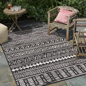 HOMEGNOME Indoor Outdoor Distressed Bohemian Area Rug (8'x10', Black)