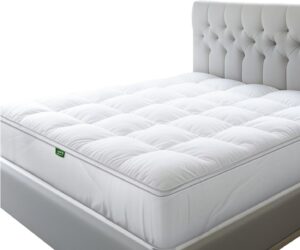 sleep mantra 100% cotton mattress topper king size - premium wrap-around cooling topper fits up to 20-inch mattress - extra soft, deep pocket, breathable & plush quilted down fill (white)