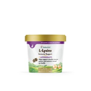 naturvet l-lysine immune support plus antioxidants cat supplement – helps support eye health, immune system for cats – includes amino acids – 60 ct. soft chews, 30-day supply