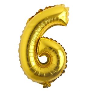 32 inch letter balloons gold alphabet number balloons foil mylar party wedding bachelorette birthday bridal shower graduation anniversary celebration decoration (32 inch 6 gold)