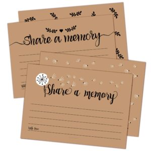 50 share a memory cards - perfect for celebration of life, memorial, funeral, retirement, going away party, birthday, graduation, anniversary, wedding, bridal shower - 2 rustic designs, 25 cards each