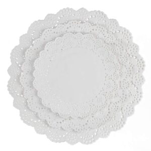 haksen 108 pcs paper lace doilies combo, pack 36 each 6.5", 8.5", 10.5",baked, grilled, fried food,tableware decoration